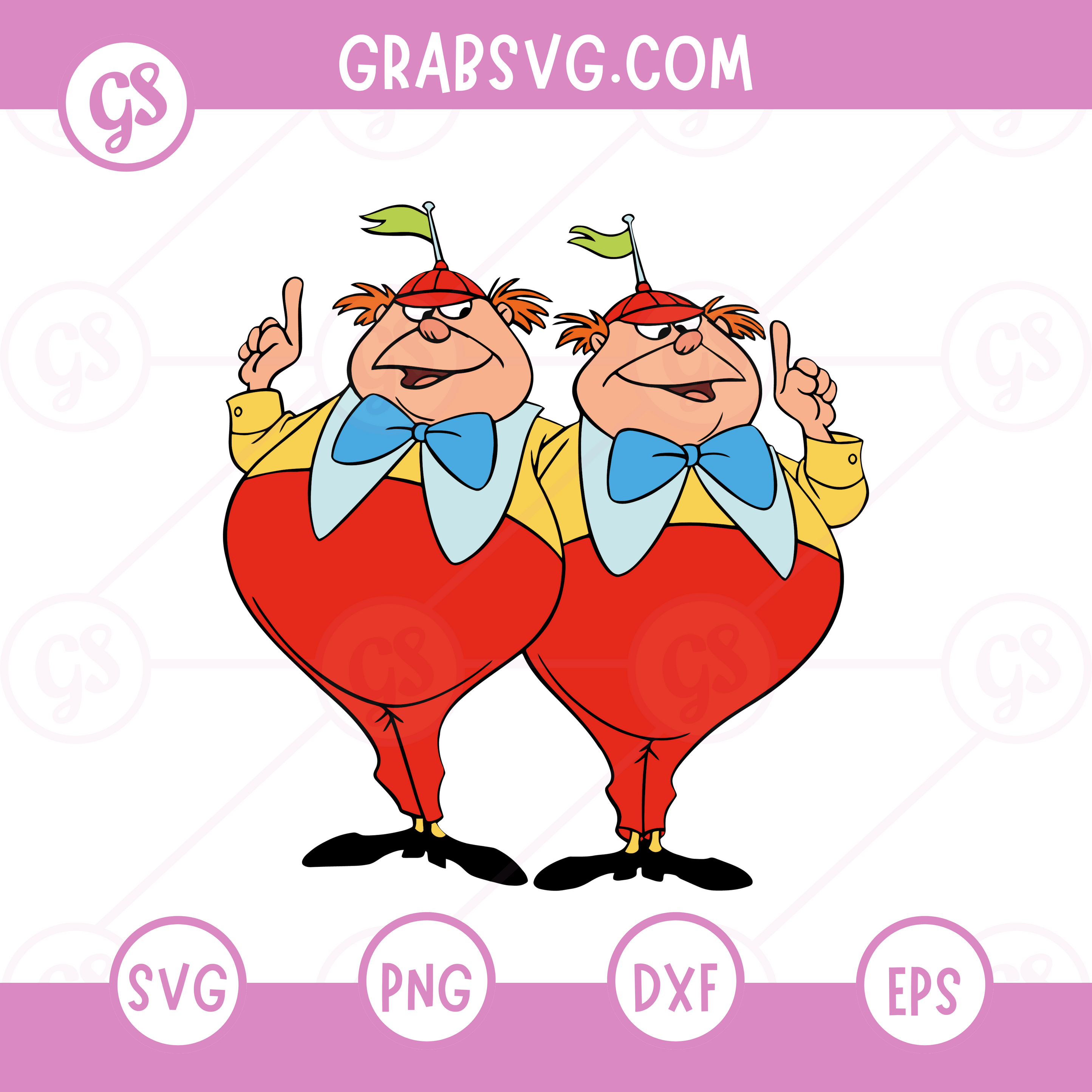 Tweedledee and Tweedledum SVG Free | Wonderland Twins Clipart for Cric ...