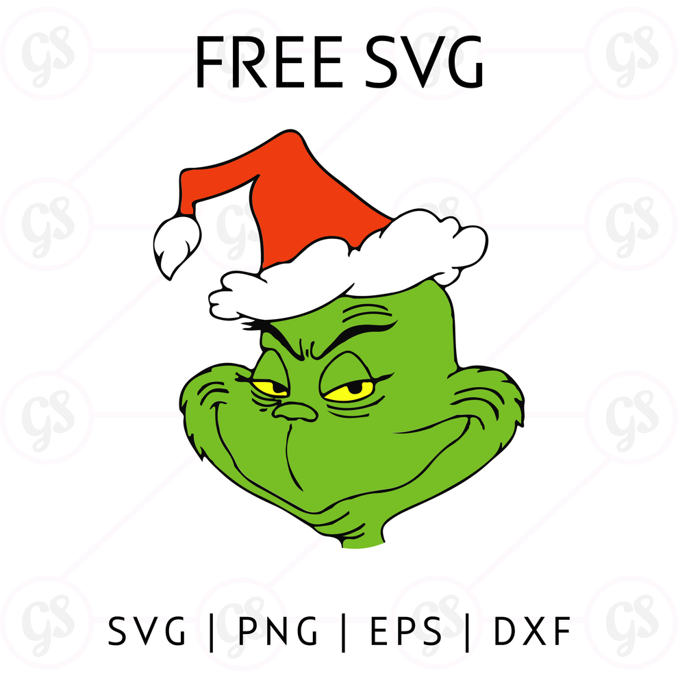 Grinch Face SVG Free | Side Smile Santa Grinch for Cricut & Silhouette ...