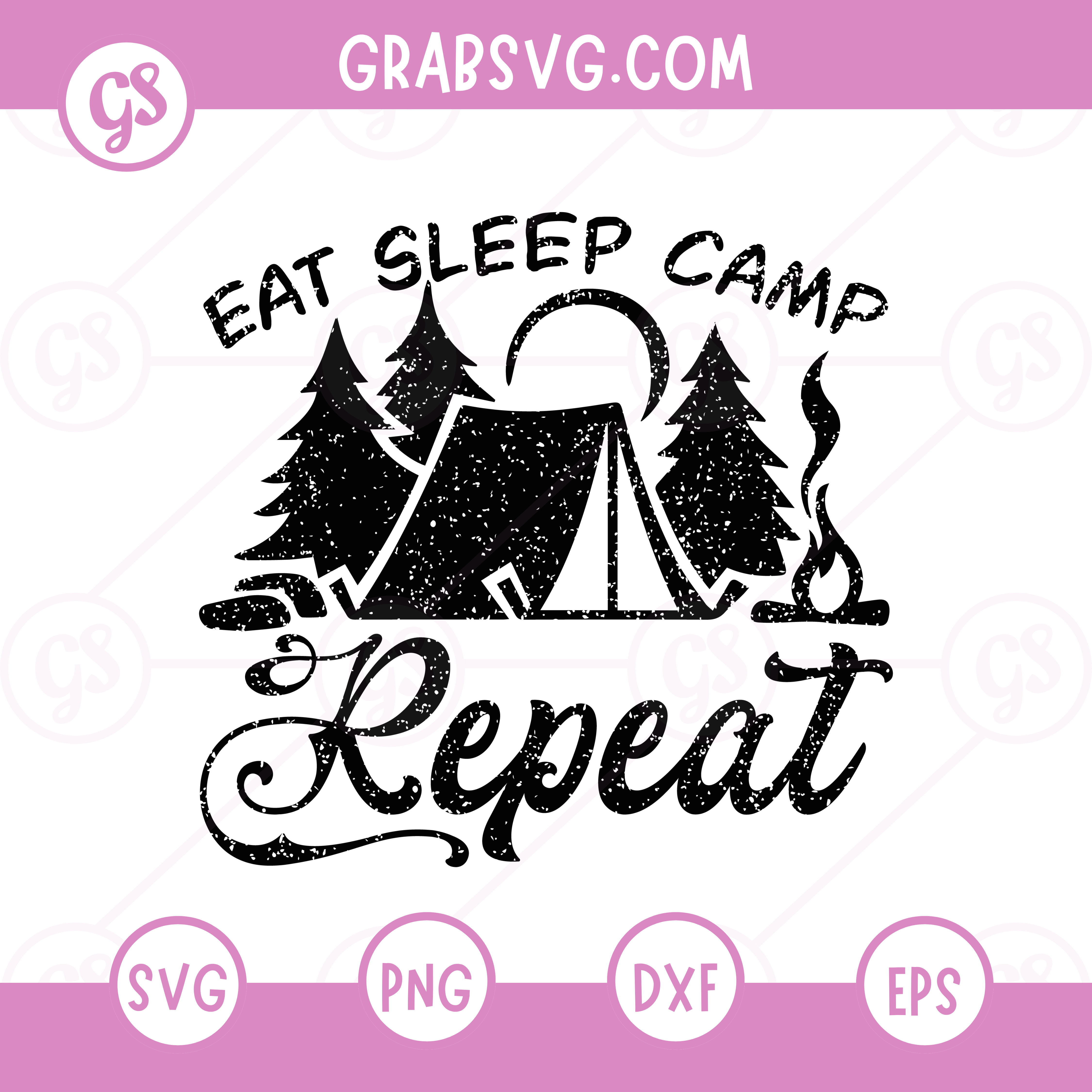 East Sleep Camp Repeat Free SVG Files & PNG – GRAB SVG LLC