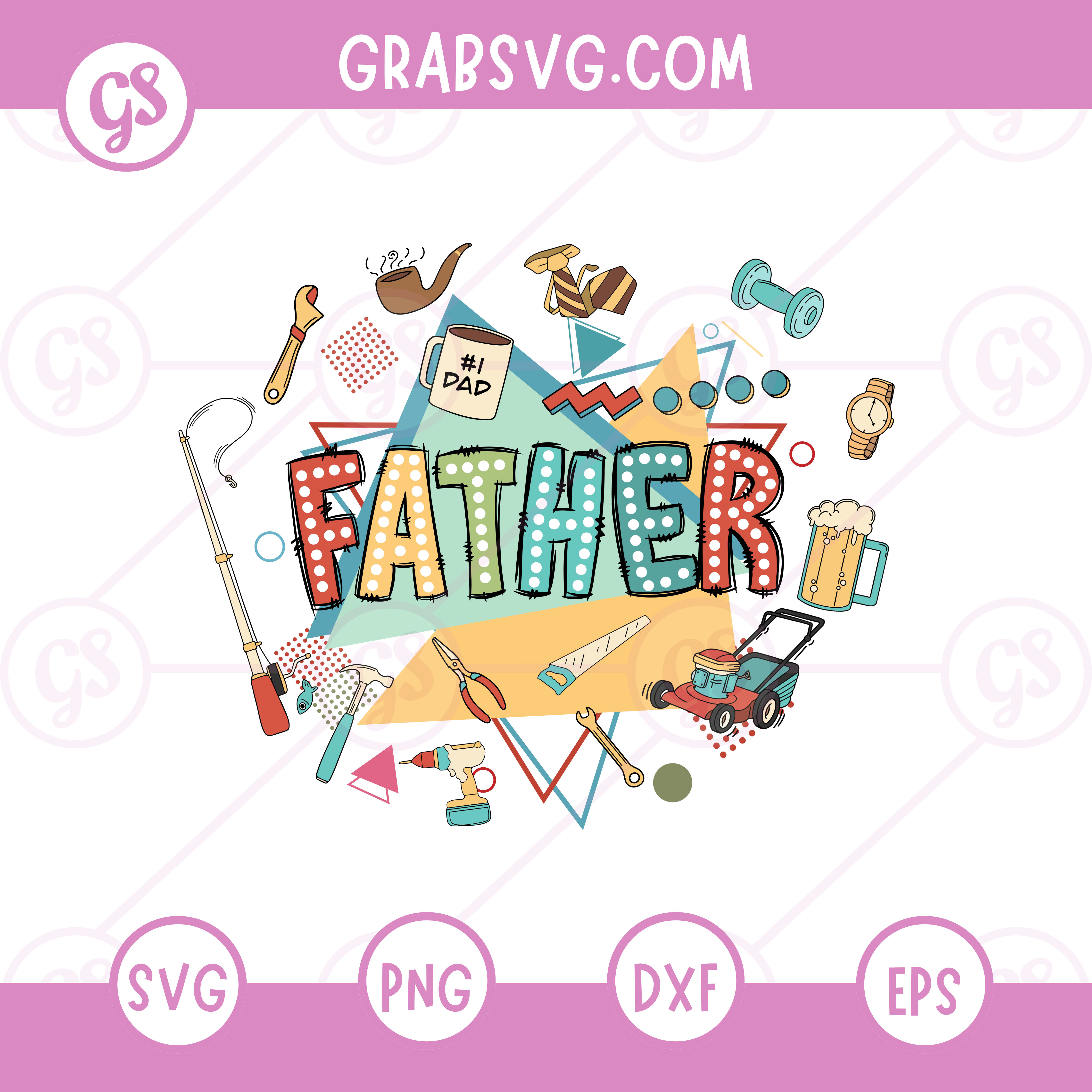 Retro Father Tools SVG Free | Colorful DIY Dad Design for Cricut & Sil ...
