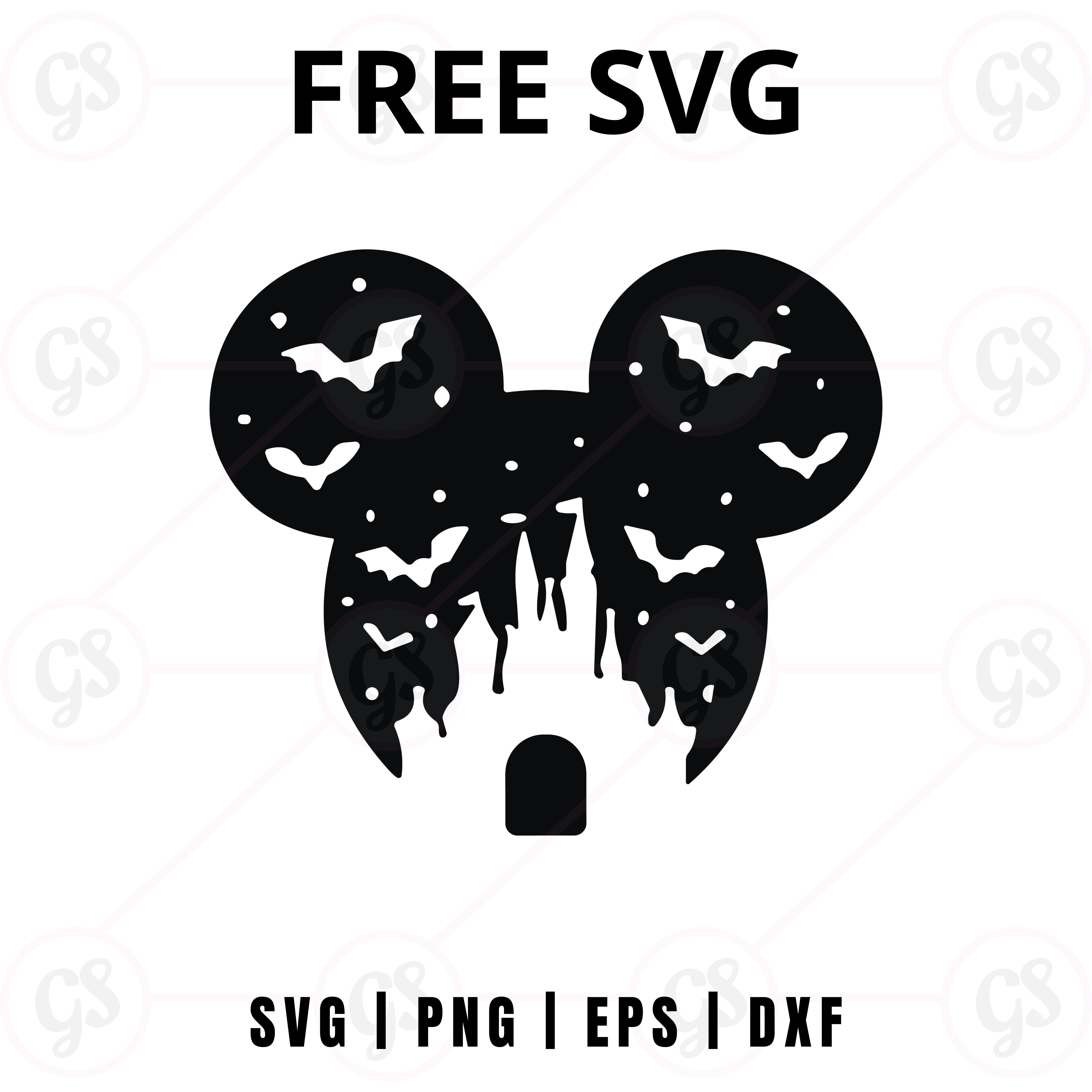 Halloween Dripping Mouse SVG Free | Creepy Black Ink Design for Cricut ...