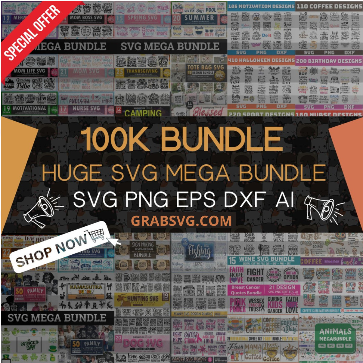100,000+ Mega SVG & Design Bundle | Cricut, Silhouette, Commercial Use ...