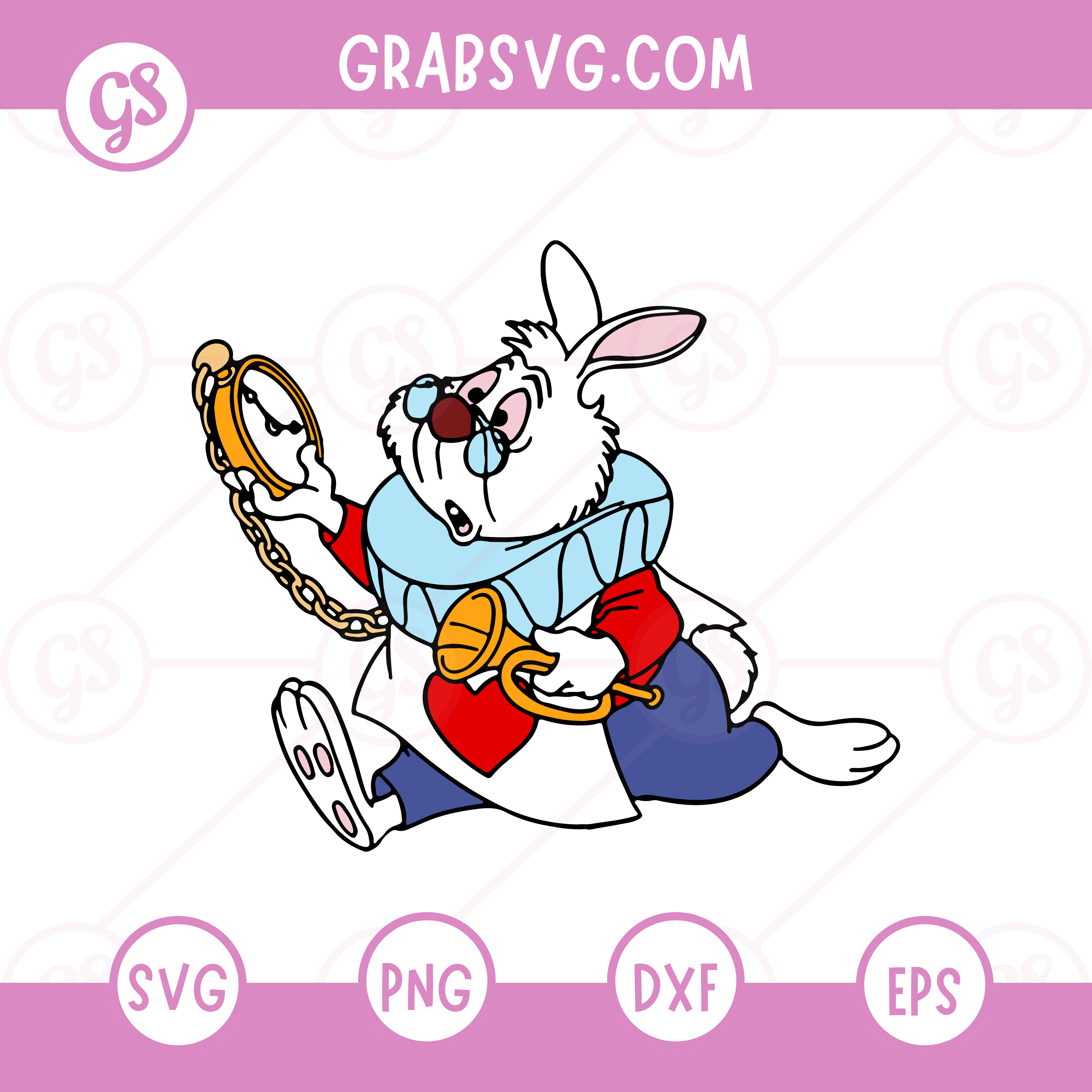 White Rabbit Running with Watch SVG Free | Late Rabbit Wonderland Desi ...