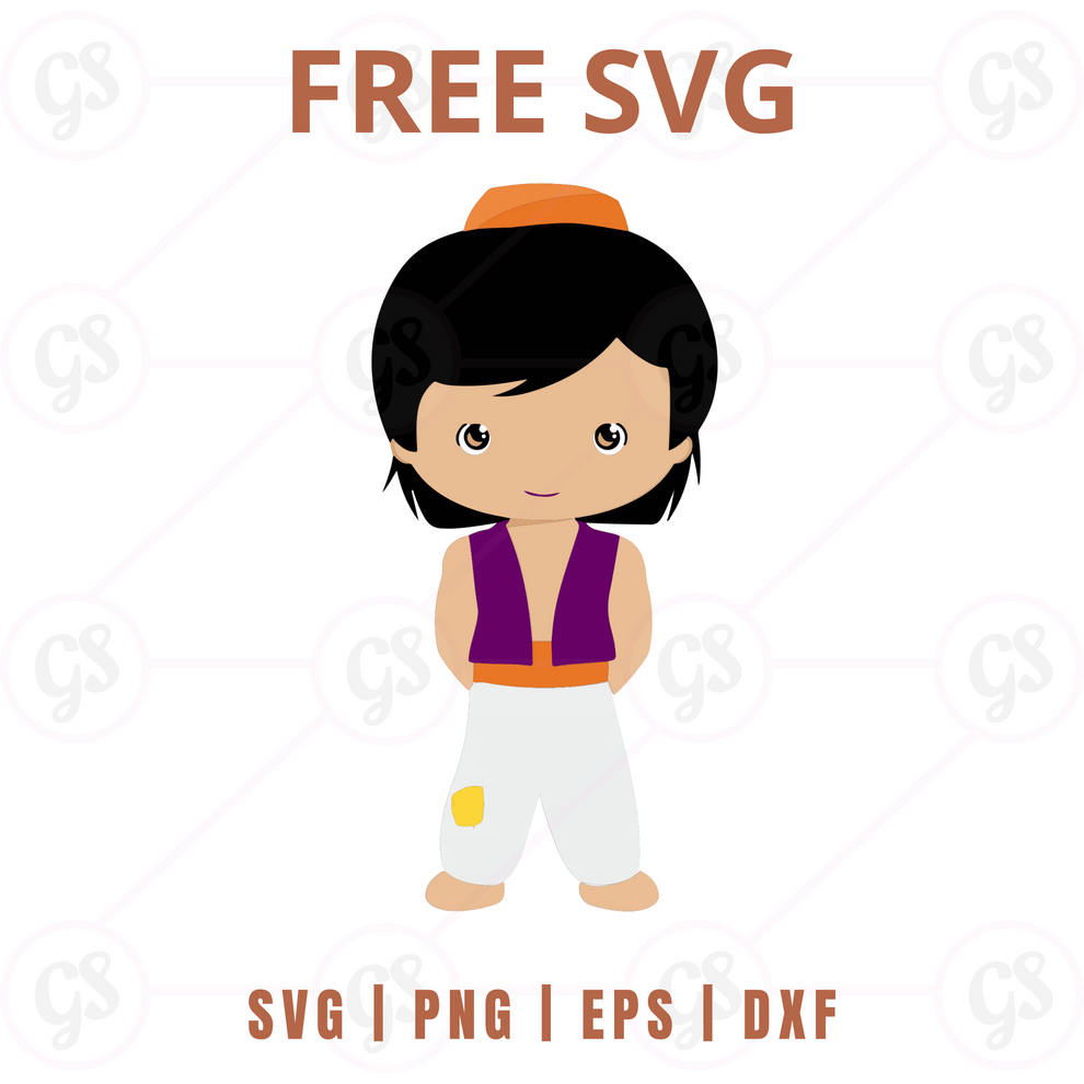 Aladdin Chibi SVG Free | Cute Mini Cartoon Character Design for Cricut ...