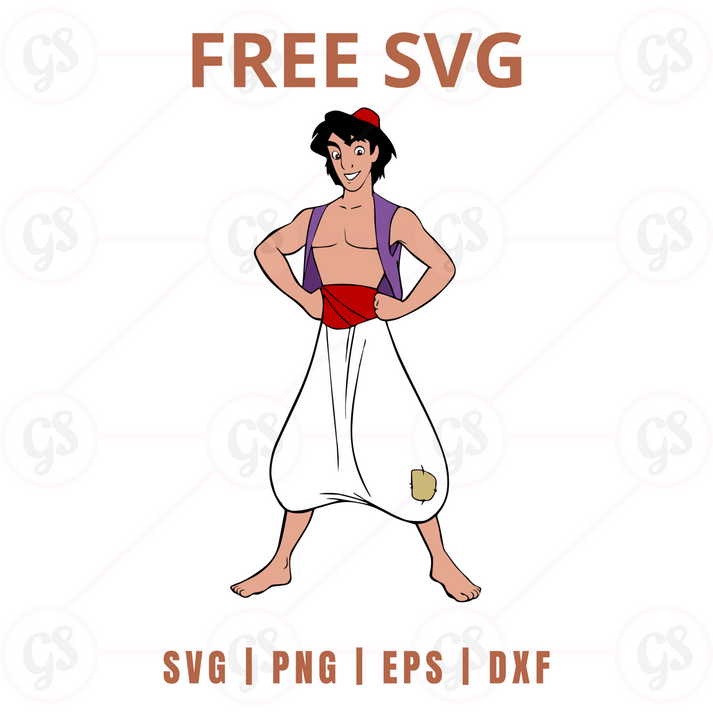Aladdin SVG Free | Full Body Standing Hero Pose for Cricut & Silhouett ...