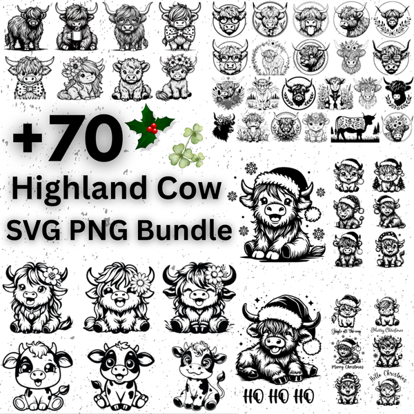 +70 Highland Cow SVG Bundle – GRAB SVG LLC