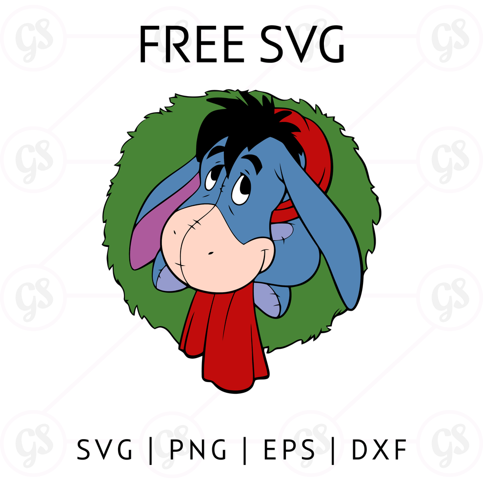 Eeyore Wreath SVG Free | Adorable Holiday SVG for Cricut & Silhouette ...