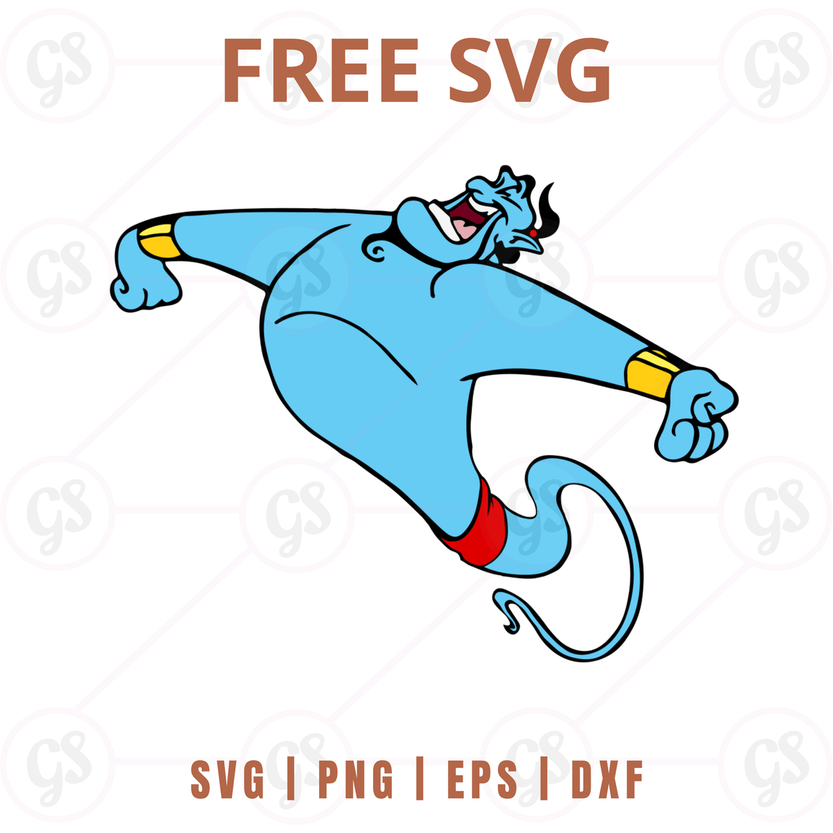 Genie SVG Free | Flying and Laughing Pose Design for Cricut & Silhouet ...